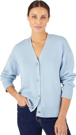 Damart Gilet Uni Ou Ray&eacute; Esprit Marin, Femme, Col V, Bleu Gris&eacute;, 46/48