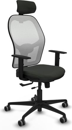 Piqueras y Crespo Ergonomischer Stuhl, Schwarz, mit 1D-Armlehnen, h&ouml;henverstellbare Lendenwirbelst&uuml;tze und h&ouml;henverstellbares Kopfteil, Neigung und Neigung, ausgestatte