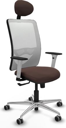 Piqueras y Crespo B&uuml;rostuhl Zulema mit wei&szlig;en und schwarzen Armlehnen, h&ouml;henverstellbare Lendenwirbelst&uuml;tze und festes Kopfteil, ausgestattet mit 3 Positionen, Wei&szlig;/Dun