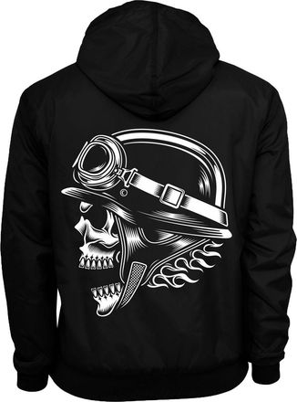 Spass Kostet M&auml;nner & Herren Windbreaker Regenjacke Biker Motorrad Totenkopf Windjacke mit Kapuze Gr&ouml;&szlig;e S - 5XL