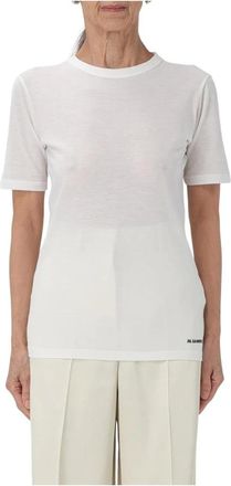 Jil Sander Femme, Tops, Blanc, Taille: 36 FR T-shirt en Laine M&eacute;rinos &agrave; Manches Courtes