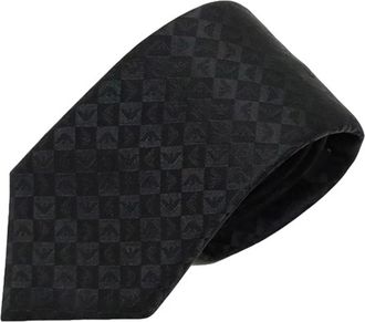 Emporio Armani Eagle and Check Jacquard Krawatte - - Accessories - Herren - Schwarzk - ONE SIZE