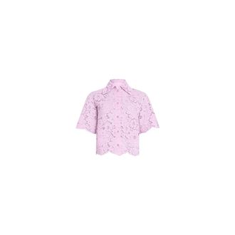 Patou Lace Kurzarm-Shirt - - Blouses & Shirts - Damen - Rosa - M
