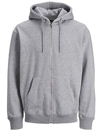Jack & Jones Jjesoft Sweat Zip Hood Noos Veste, Gris (Light Grey Melange Light Grey M&eacute;lange), Large Homme
