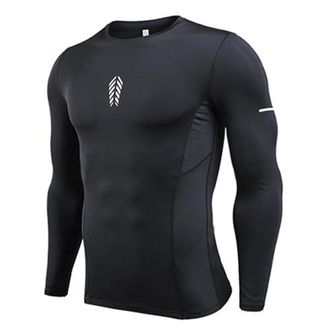 Generico T-shirt de sport respirant pour homme pour course à pied, jogging et gym Chemise de compression pour homme T-shirt fonctionnel à manches longues léger