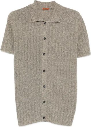 Barena Homme, Pulls, Beige, Taille: M Maglia cardigan bottoni mezza manica a costine e collo camicia