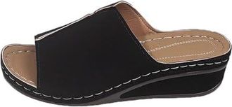 Generico Chaussons orthopédiques pour femme à la maison souple en cuir avec semelle compensée élégantes plate-forme Slippers Trekking Sportifs chaussures de do