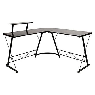 Flash Furniture Ginny Eckschreibtisch, platzsparend, L-f&ouml;rmiger Gaming-Schreibtisch mit Monitorablage, 181,6 cm, 2-st&ouml;ckig, Computertisch, Heimb&uuml;ro-Schreibtisch, einf