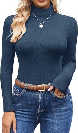 Ekouaer sous Vêtements Thermiques Coupe Ajustée Thermique en pour Femmes Épais Et Basique, Bleu Marine, XL