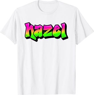 BDAZ Hazel Graffiti Personalisierter Name Gr&uuml;n Rosa Frauen M&auml;dchen T-Shirt