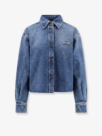 Miu Miu Denim shirt with Logo Patch - MIU MIU - gender_Woman