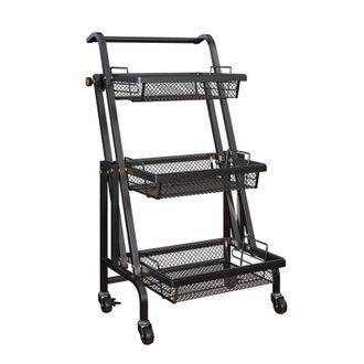 Generic Küchenwagen, 3-stöckiger Lagerwagen aus Metall - Vielseitiger Klappwagen für Küche, Bad, Wäscherei und Büro - Handwagen und platzsparend für Zuhause u