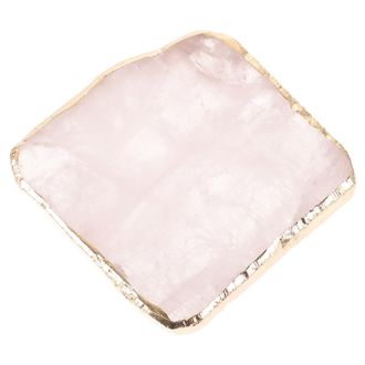 Cabilock Rosenquarz Untersetzer Nat&uuml;rlicher Mineral Kristall Kaffeetassen Untersetzer Mit Goldrand Quadratisch F&uuml;r Getr&auml;nke Tassen Und Gl&auml;ser 3 Zoll