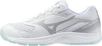 Mizuno Cyclone Speed 5 V1GA2580 Chaussures de volleyball dint&eacute;rieur pour femme Blanc Taille 45, Tint blanc et bleu, 44 EU