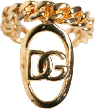 Dolce & Gabbana unisex, Accessoires, Jaune, Taille: ONE Size Statement Oval DG Logo Chain Ring