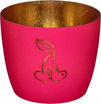 Giftcompany Madras Windlicht M Kirsche Herzen hot pink/Gold 8,5cm