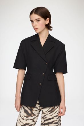 Ganni Blazer en coton noir biologique - Taille 42 - Pour Femme