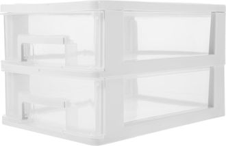 NUOBESTY Schreibtisch Organizer Aufbewahrungsbox mit 2 Stapelbaren Transparenten Schubladen Kunststoff Kompakt für Büro und Zuhause