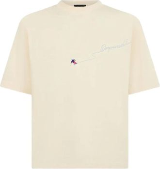 Dsquared2 T-shirt en coton avec logo brod&eacute; - Homme - Tops - Beige - Taille: M