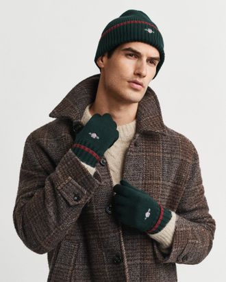 GANT Herren Essential Beanie und Handschuhe im Geschenkset (ONE SIZE) TARTAN Gr&uuml;n