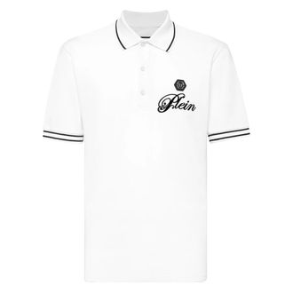 Philipp Plein Homme, Tops, Blanc, Taille: 4XL Polo Piquet Signature