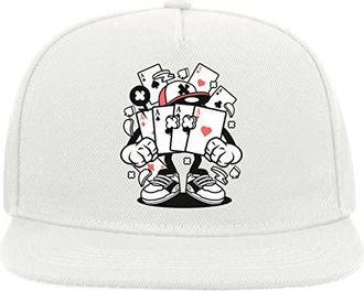 Generic Playing Cards Poker Graphic Four of A Kind Ace Casquette de Baseball &agrave; visi&egrave;re Plate Snapback &agrave; 5 Panneaux Blanc