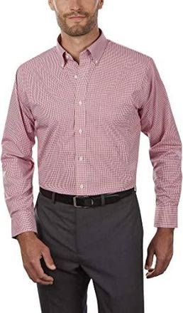 Van Heusen Regular Fit Gingham Button Down Collar Dress Shirt Chemise, Henné Rouge, 3XL Homme