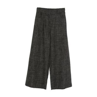 Alysi Wollmischung Palazzo Hose - - Trousers - Damen - Schwarzk - S