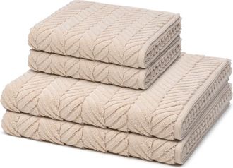 ROSS 4 teiliges Frottier-Set - Sensual Skin - Zopf-Muster (2 X Handtuch 2 X Duschtuch im Set) - 500 g/m2 - Baumwolle - Walkfrottee - saugstark - weich und 