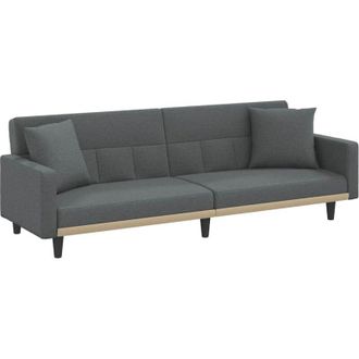 vidaXL Canap&eacute;-lit avec coussins gris fonc&eacute; tissu Vidaxl
