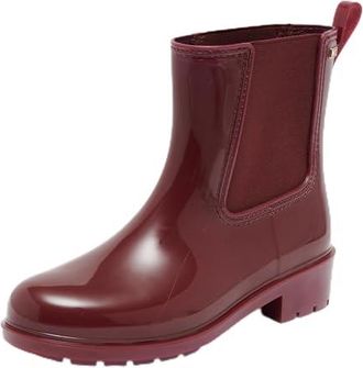 Tommy Hilfiger Bottines de Pluie Femme Flag Rainboot Semelle Crant&eacute;e, Rouge (Deep Rouge), 40