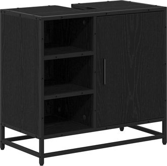 vidaXL Meuble de Lavabo de Salle de Bain Chêne noir 65 x 33 x 60 cm vidaXL