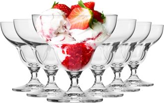 Krosno Dessertgläser Glas Eisbecher 6er Set, 340 ml, Avant-Garde Kollektion - Dessertschale Groß Dessertschalen Eisschalen Glas mit Fuß - Spülmaschinenfest |