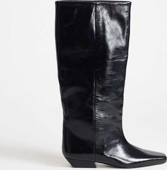 Topshop Pablo bottes western &agrave; enfiler en cuir v&eacute;ritable noir