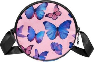 Generic Petit sac &agrave; bandouli&egrave;re circulaire pour femme, petit sac &agrave; bandouli&egrave;re avec fermeture &eacute;clair, bretelles r&eacute;glables, sac &agrave; main rond d&eacute;contract&eacute; pour fe