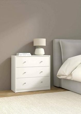 Dmora Kommode Vivienne, Mehrzweckkommode, Schlafzimmerkommode, Schrank mit Schubladen, 72x30 h68 cm, Wei&szlig;