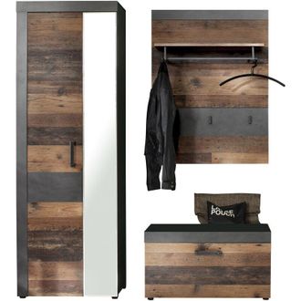 ebuy24 Ebuy24 - Irwin Garderobenaufstellung b, grau Matera Dekor, Old Wood Dekor