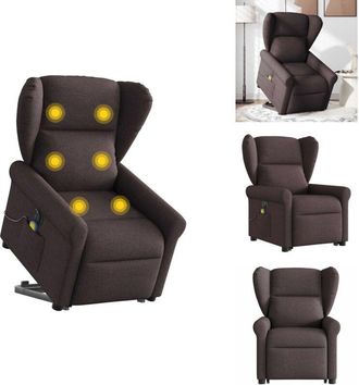 vidaXL Elektrischer Massagesessel mit Aufstehhilfe Dunkelbraun Stoff - Massagesessel Mit Aufstehhilfe - Massagesessel - Relaxsessel - Sessel