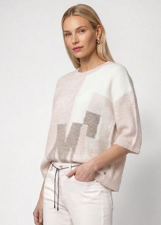 Monari Strickpullover Pullover Intarsie Regular fit mit Rundhalsausschnitt