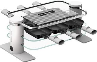 Lagrange Appareil à raclette 6 personnes, 750 W, Plateaux verre, plateau supérieur démontable pour nettoyage simplifié, Repose poêlons intégré, Design épuré, B