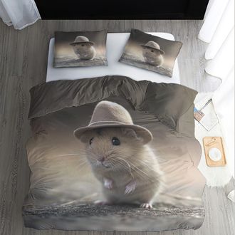 Generic Bettwäsche 140x200 Niedliche Maus - Wendebettwäsche - Bettbezug Set 2teilig mit 1 Kissenbezug 70x90 cm - Weiche Kuschelige Mikrofaser Bettwäsche-Sets 