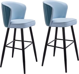 Generic Barhocker-Set (2er-Set), Tresenhocker mit Armlehnen und R&uuml;ckenlehne, Hochst&uuml;hle mit Sitzfl&auml;che aus PU-Leder f&uuml;r die K&uuml;che