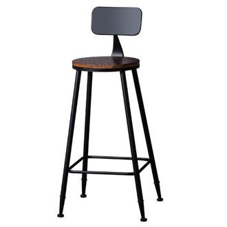 Generic Rustikale Barhocker im Industriestil mit R&uuml;ckenlehne und Fu&szlig;st&uuml;tze - Thekenst&uuml;hle mit Metallgestell und Holzrahmen f&uuml;r K&uuml;che, Esszimmer, Bistro - Einf