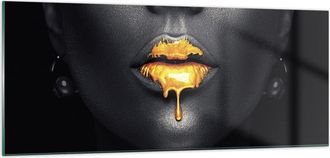 Arttor Panorama Bilder auf Glas 100x40cm Glasbild Gold Mund Schwarz Groß Wanddeko Bild im Glas Schlafzimmer Küche Wandbilder Dekoration Wohnzimmer Modern Wal