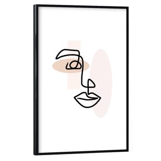 artboxONE Poster mit schwarzem Rahmen 60x40 cm Abstrakt OneLine Abstract Face - Bild oneline Abstract Art abstrakt