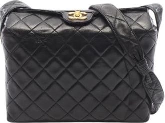 Chanel Sac bandouli&egrave;re en cuir dagneau Matelass&eacute; Pre-owned - Femme - Pre-owned - Noir - Taille: ONE Size