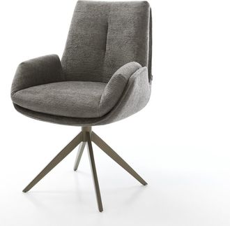 DELIFE Drehstuhl Clea-Flex Boucl&eacute; Soft Schlamm Kreuzgestell breit Effektfinish Titan 360&deg; drehbar Wippfunktion, Esszimmerst&uuml;hle