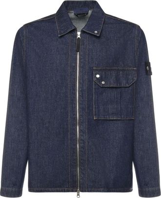 Stone Island Homme, Vestes, Bleu, Taille: L Zip Denim Jacket