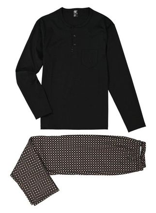 CALIDA Herren Schlafanz&uuml;ge schwarz Jersey-Baumwolle Gemustert