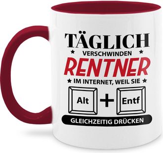 Shirtracer Tasse Tassen 325ml - T&auml;glich verschwinden Rentner im Internet - 325 ml - Bordeauxrot - rente geschenk rentnertasse retirement pc teetasse lustige gesc
